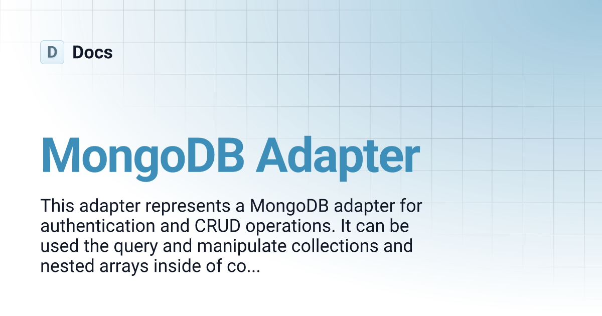 MongoDB Adapter | Docs