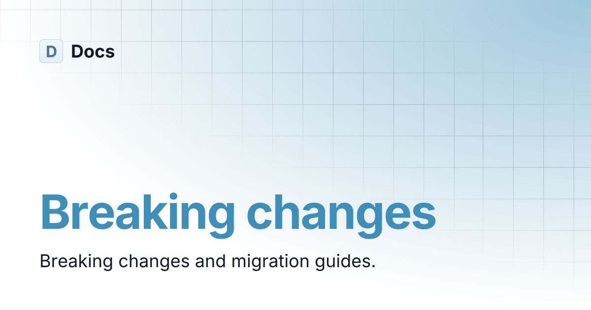Breaking changes | Docs